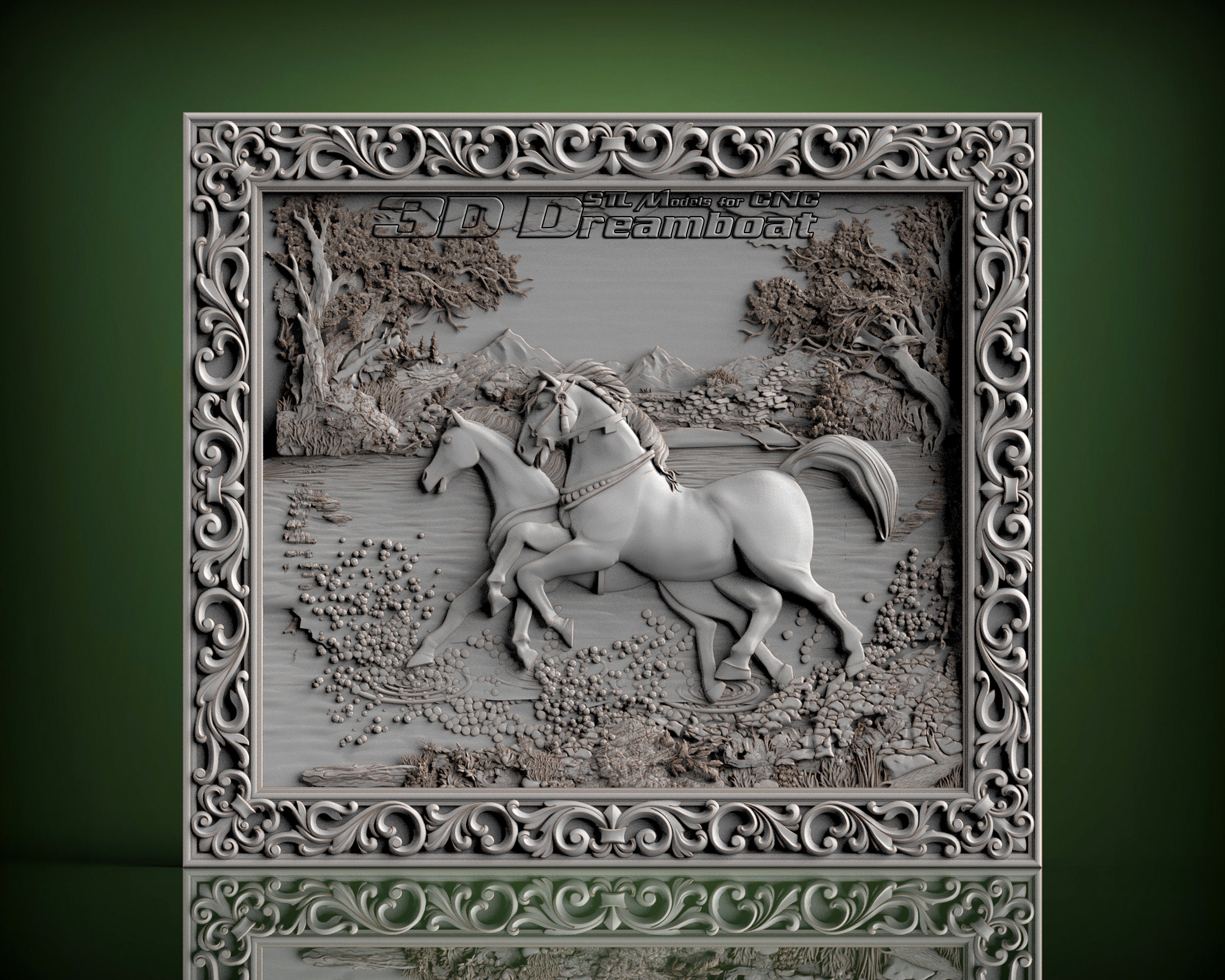 Horses 3d STL Model for CNC Router Artcam Vetric Engraver - Etsy