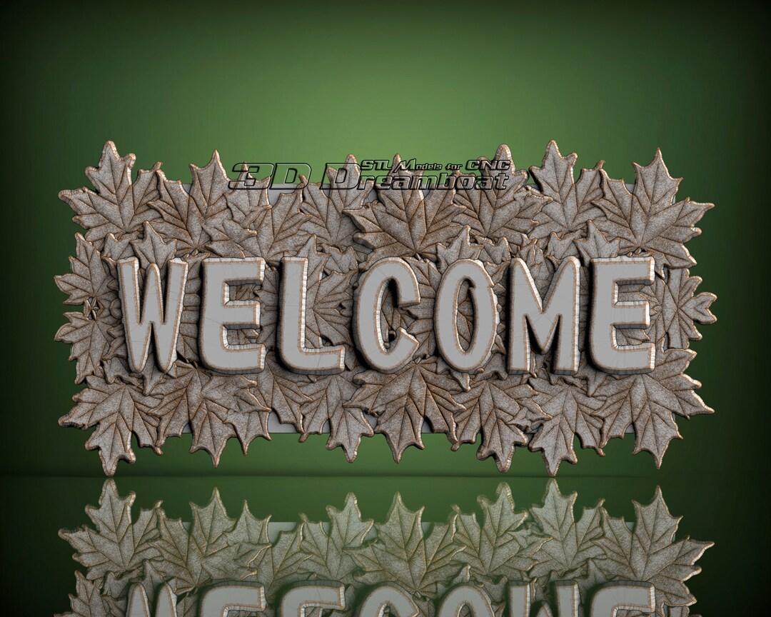 Welcome Sign, 3d STL Model for CNC Router, Artcam, Vetric, Engraver ...