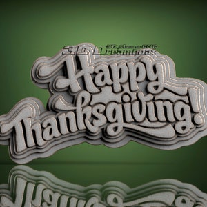 Happy Thanksgiving, 3d STL Model for CNC Router, Artcam, Vetric ...