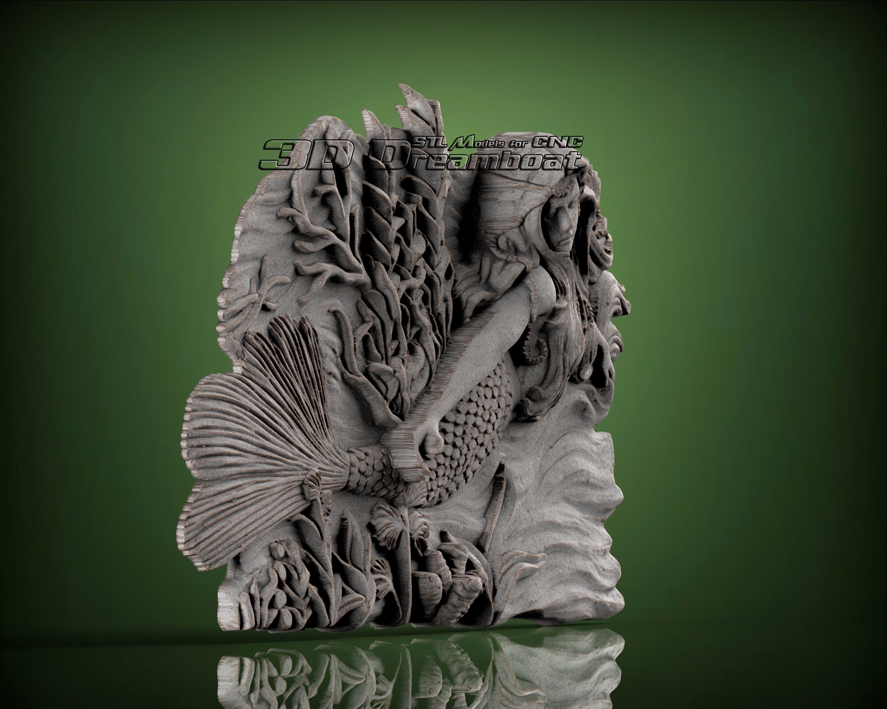 Beautiful Mermaid 3d STL Model for CNC Router Artcam | Etsy