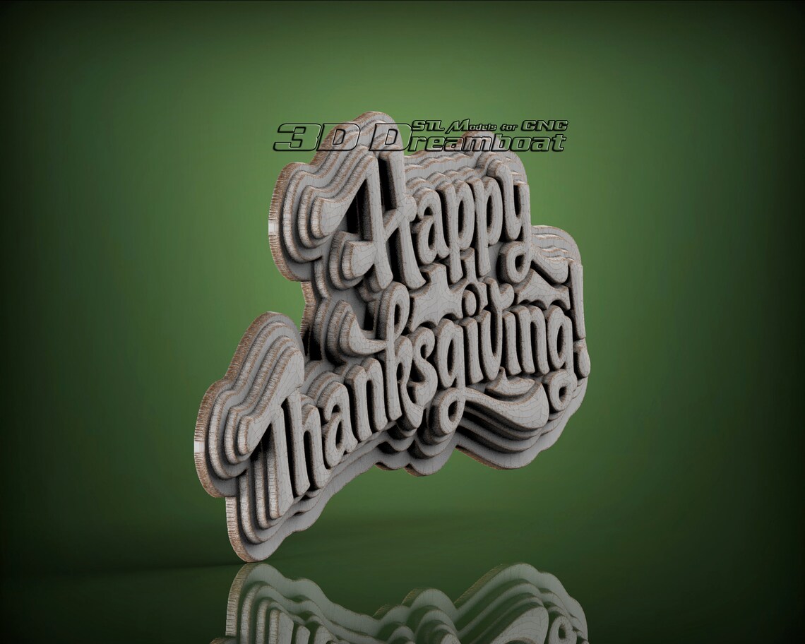 Happy Thanksgiving 3d STL Model for CNC Router Artcam - Etsy