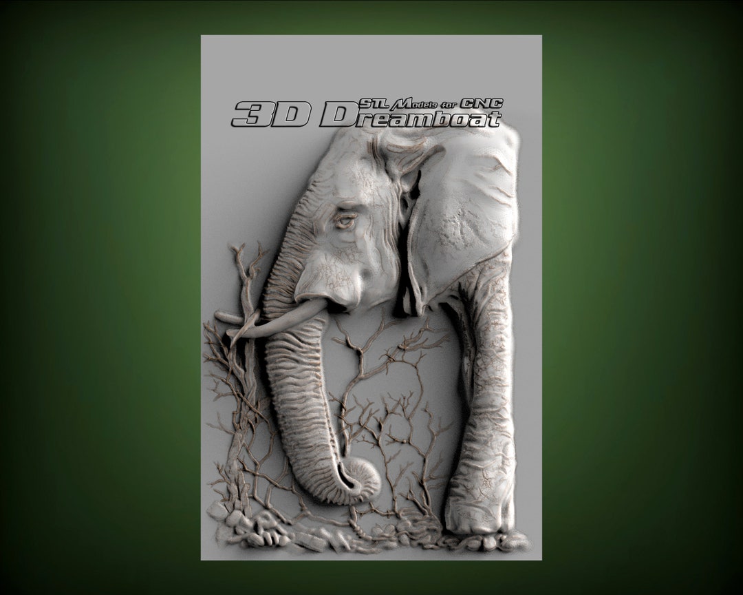 Elephant, 3d STL Model for CNC Router, Artcam, Vetric, Engraver, Relief ...