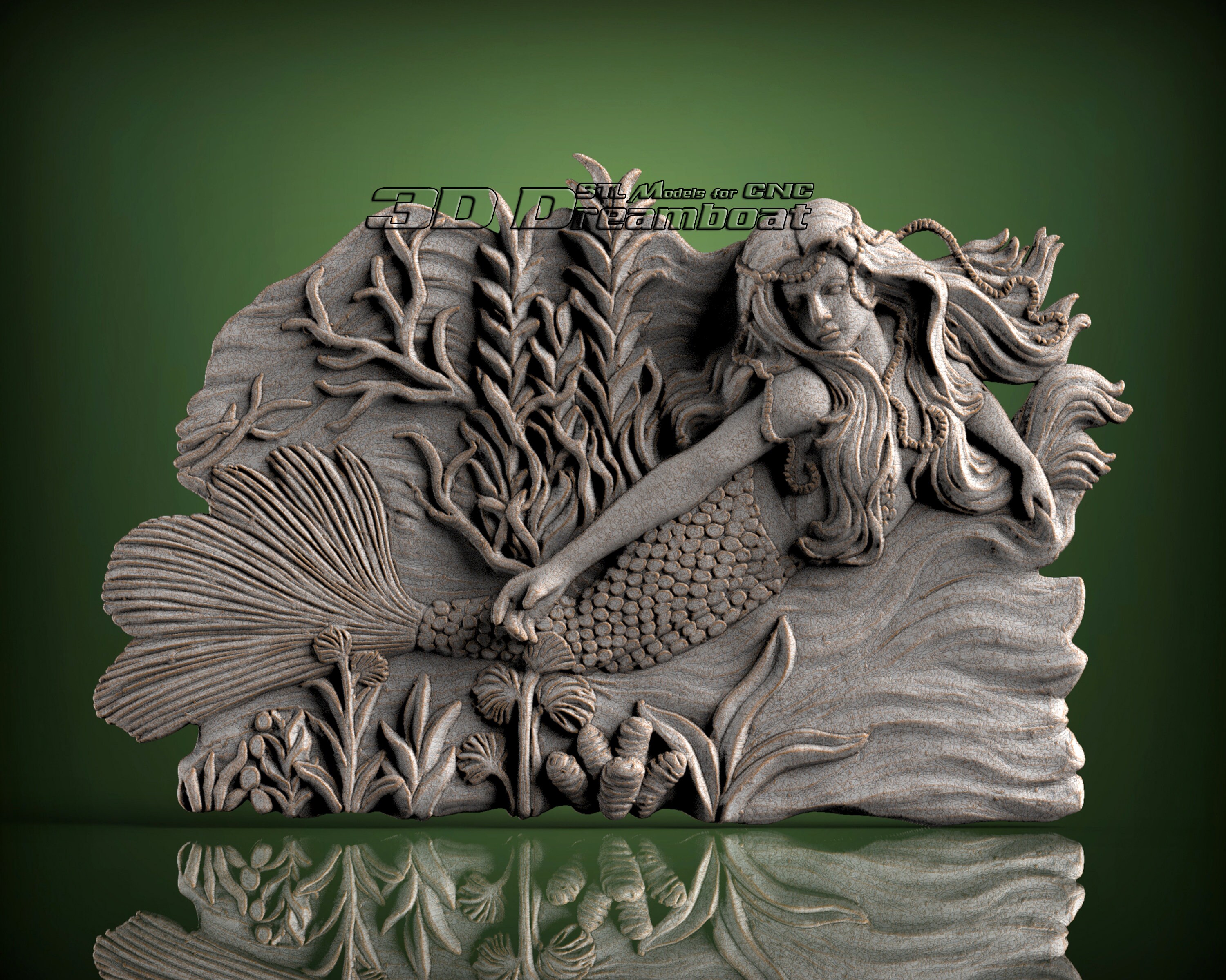 Beautiful Mermaid 3d STL Model for CNC Router Artcam | Etsy