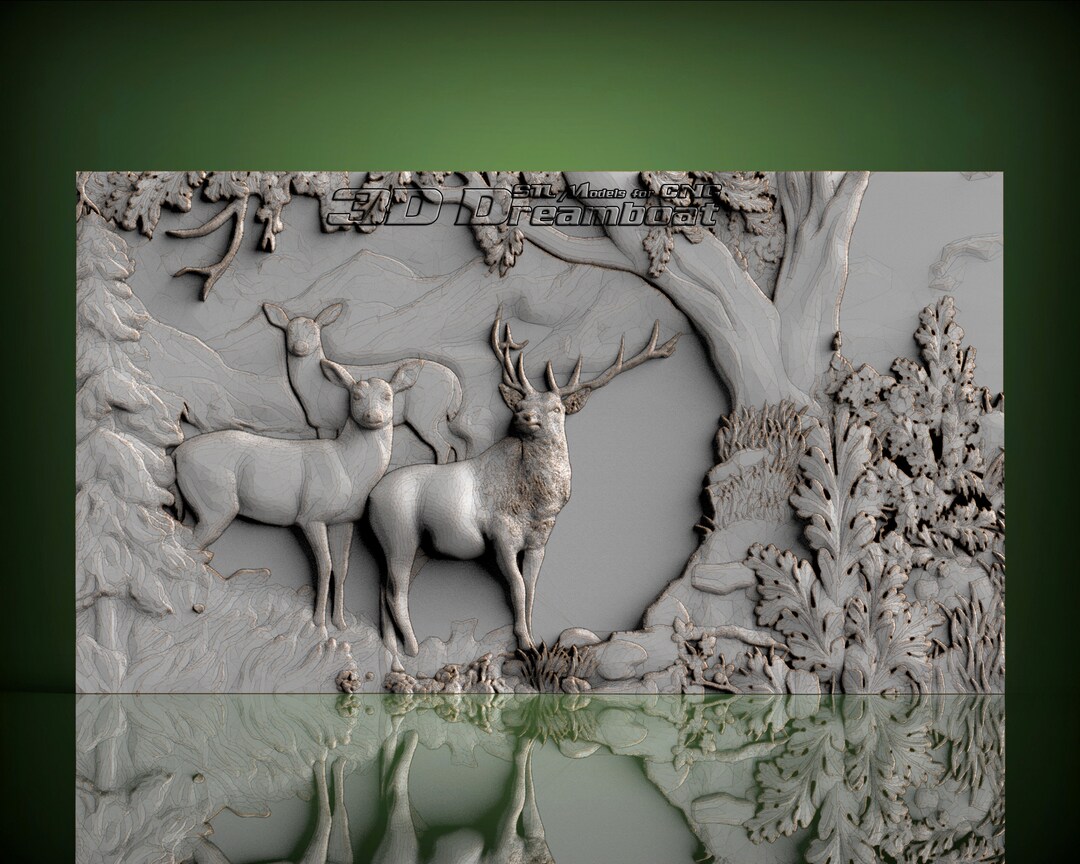 Deer, 3d STL Model for CNC Router, Artcam, Vetric, Engraver, Relief ...