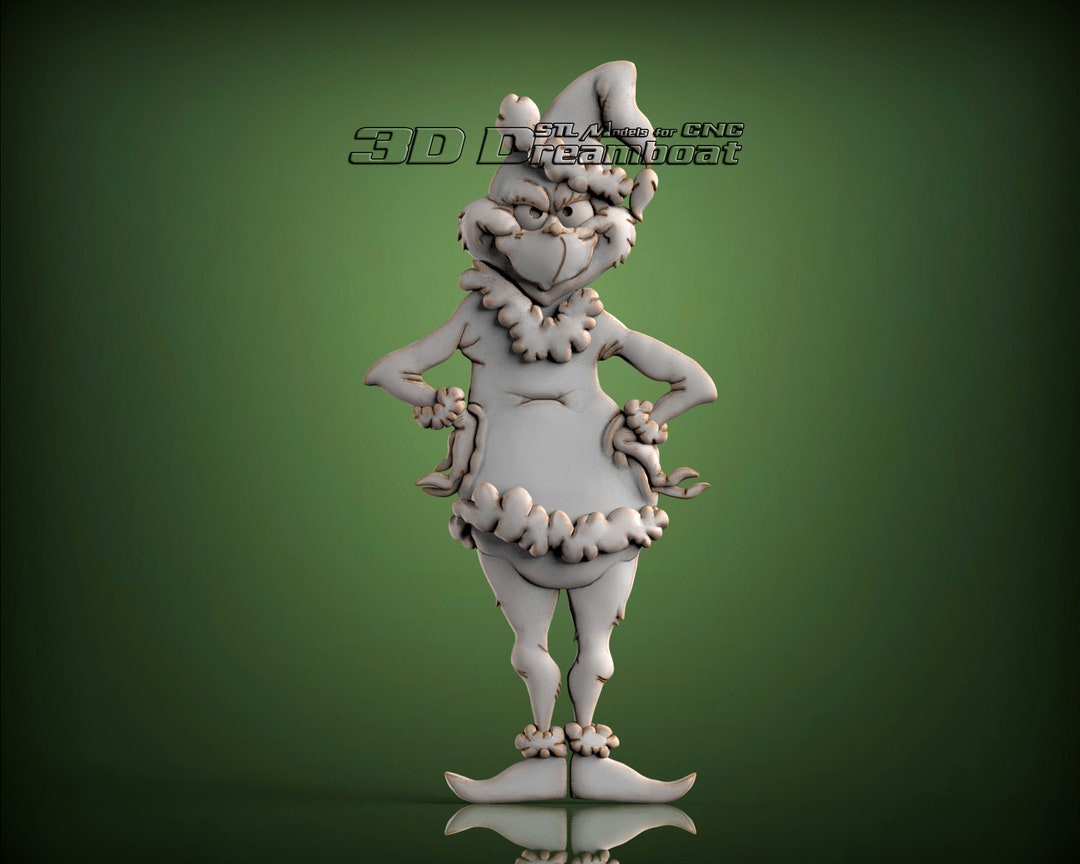 El Grinch, modelo 3d STL para enrutador CNC, Artcam, Vetric, grabador ...