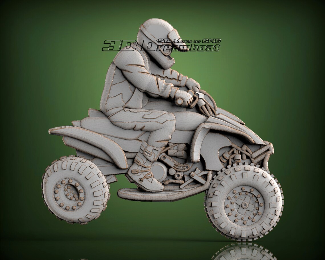 Quad Bike Rider 3d STL Model for CNC Router Artcam Vetric | Etsy