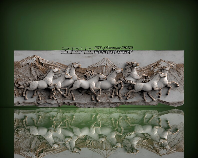 Horses 3d STL Model for CNC Router Artcam Vetric Engraver | Etsy
