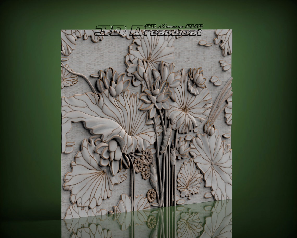 Aquatic Flowers 3d STL Model for CNC Router Artcam Vetric | Etsy