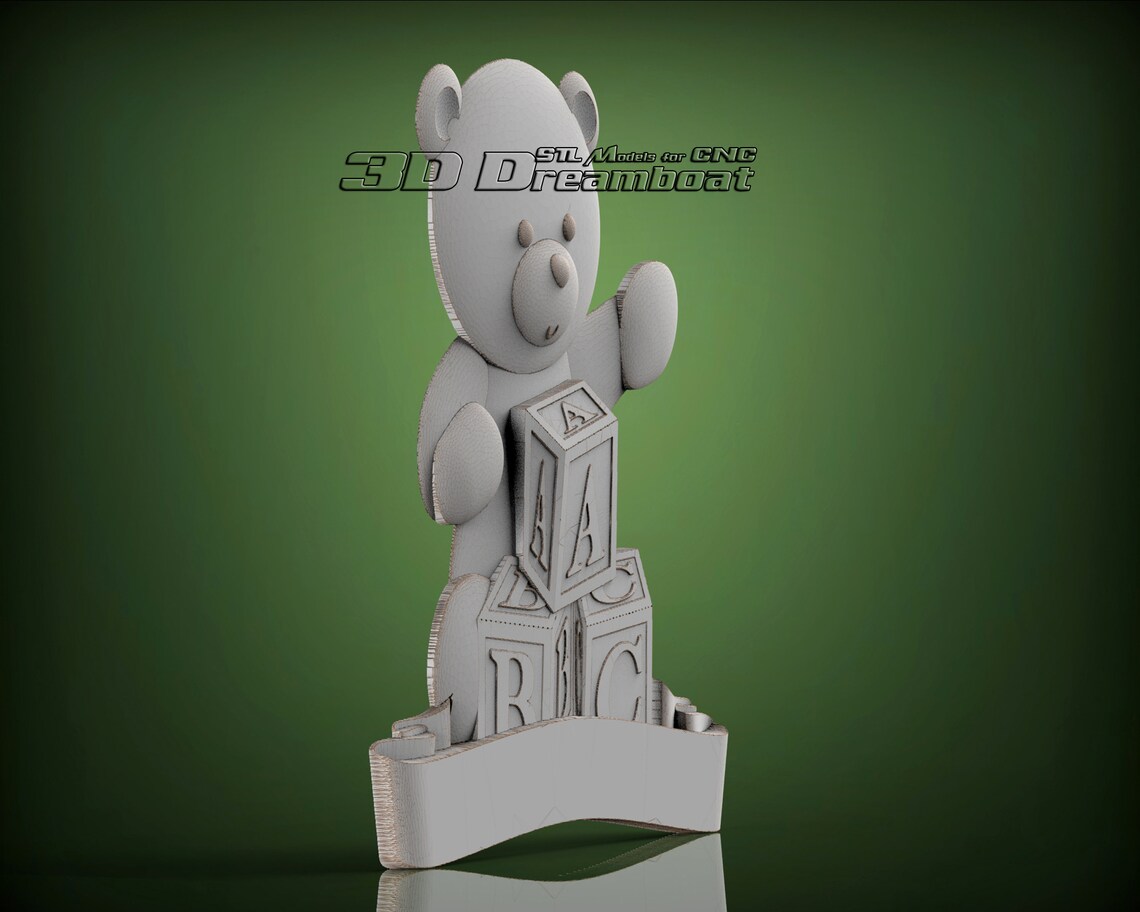 Teddy Bear With Blocks 3d STL Model for CNC Router Artcam - Etsy