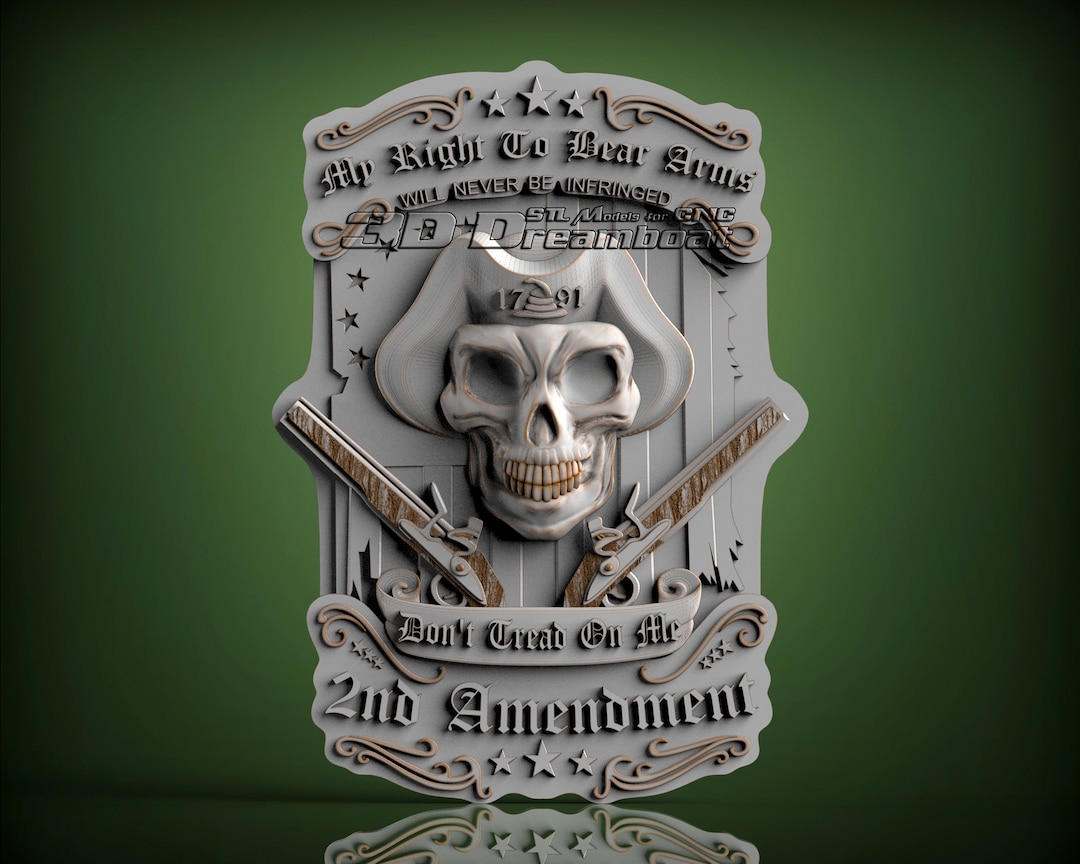 2nd Amendment Skull, 3d STL Model for CNC Router, Artcam, Vetric ...