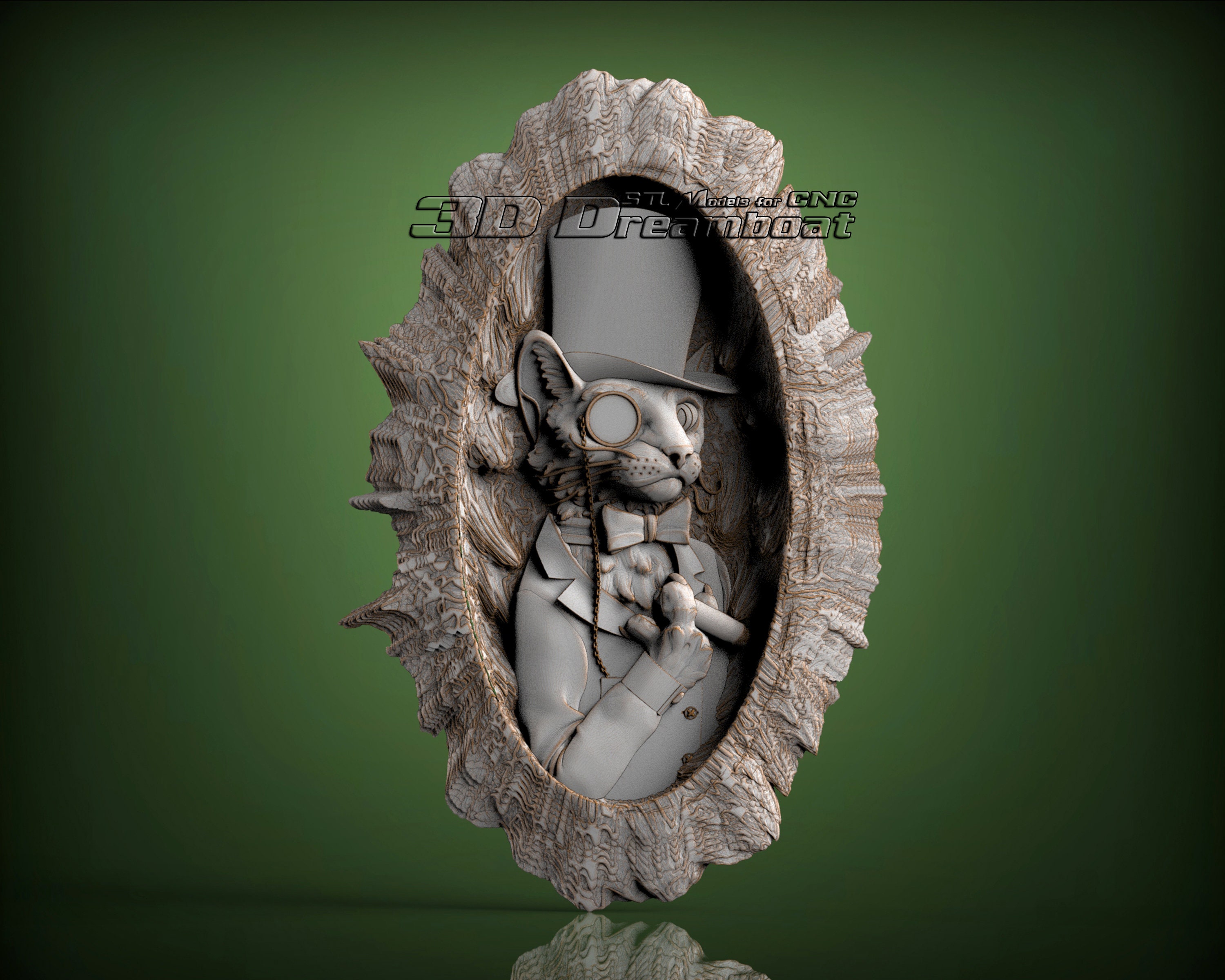 Cheshire Cat 3d STL Model for CNC Router Artcam Vetric | Etsy