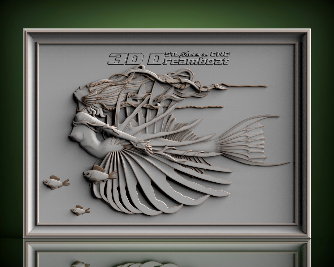 Mermaid, 3d STL Model for CNC Router, Artcam, Vetric, Engraver, Relief ...