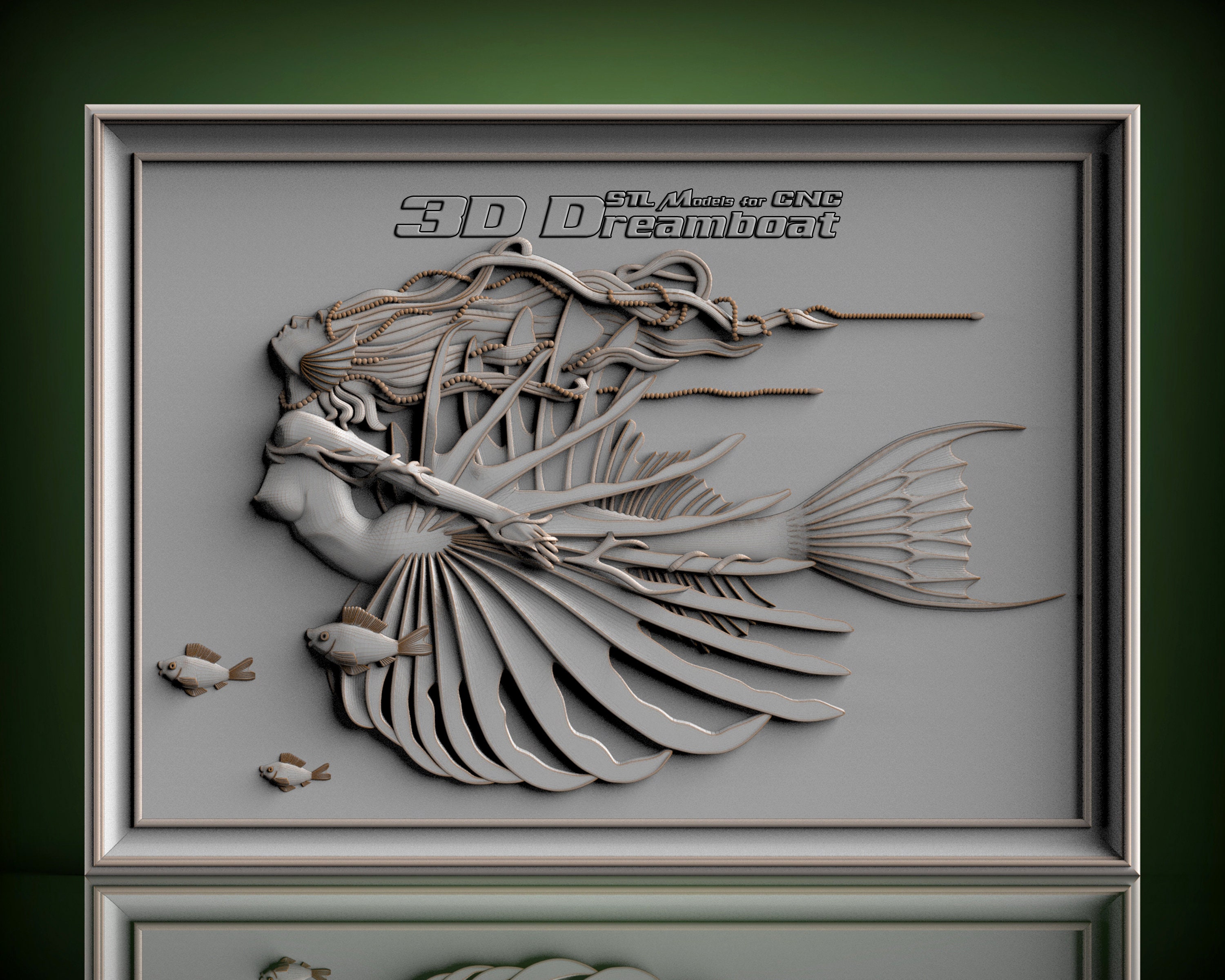 Mermaid 3d STL Model for CNC Router Artcam Vetric | Etsy