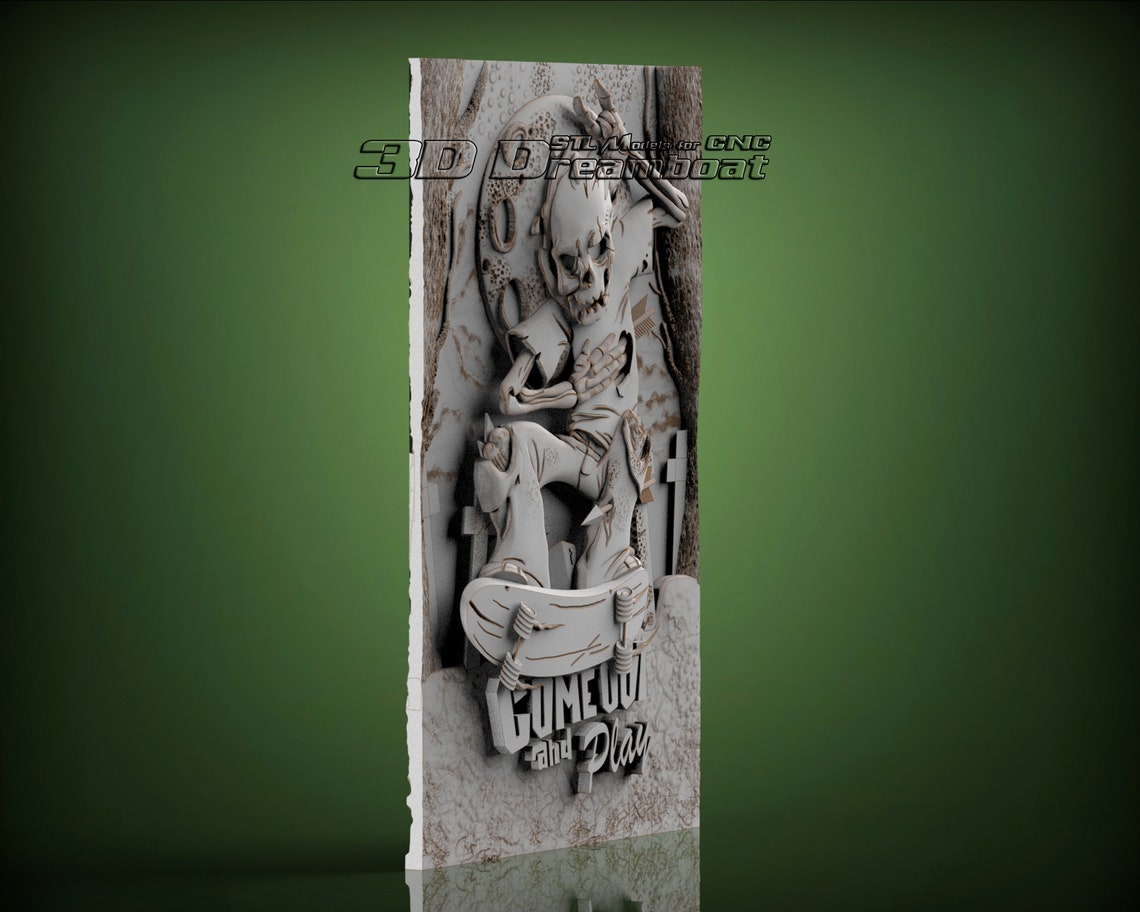 Skeleton on a Skateboard 3d STL Model for CNC Router Artcam - Etsy