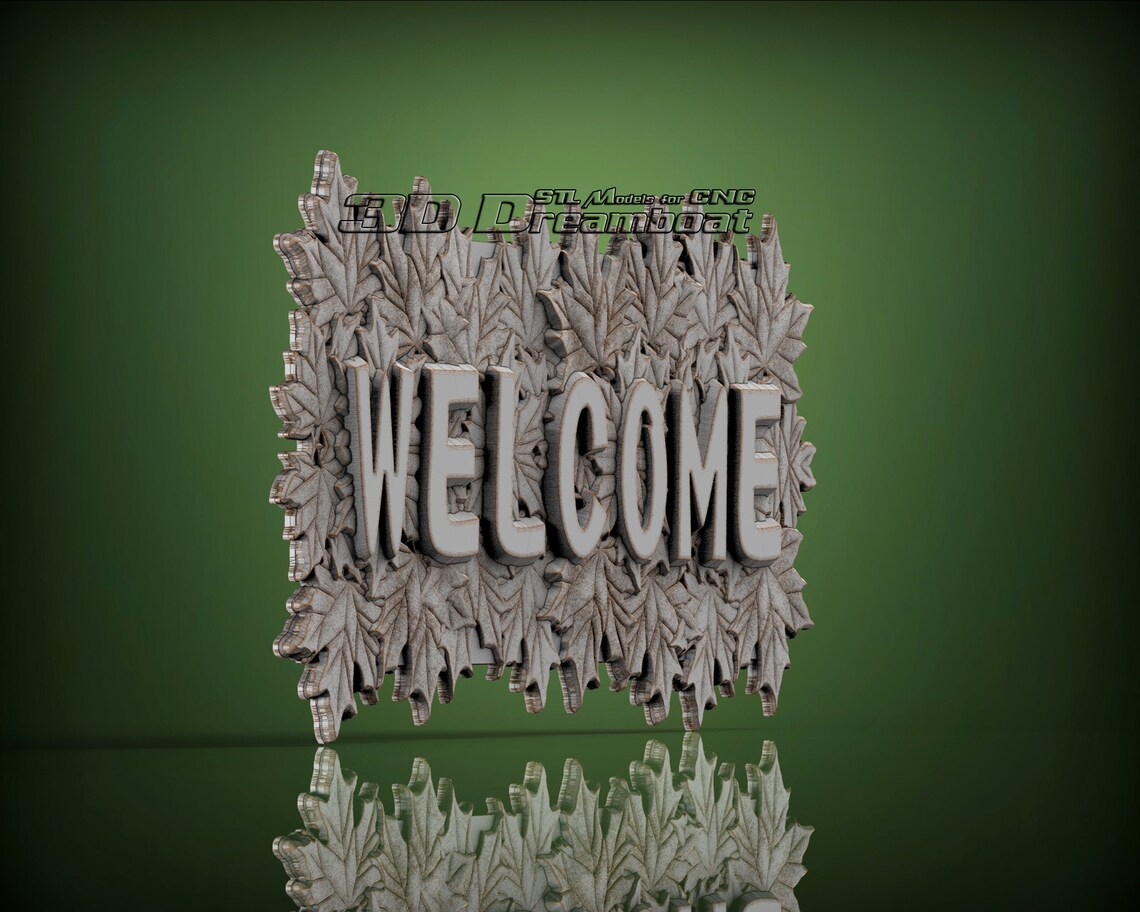 Welcome Sign 3d STL Model for CNC Router Artcam Vetric | Etsy
