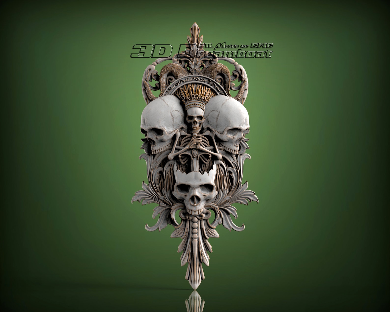 Skulls 3d STL Model for CNC Router Artcam Vetric Engraver | Etsy