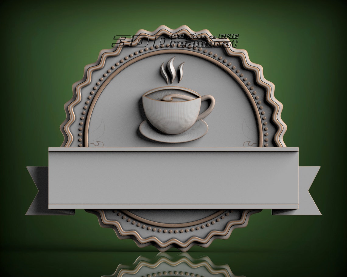 Coffee Shield 3d STL Model for CNC Router Artcam Vetric | Etsy