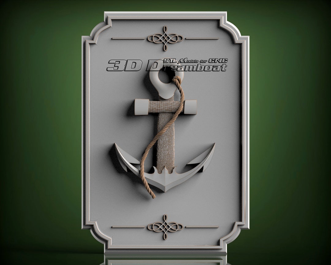 Anchor, 3d STL Model for CNC Router, Artcam, Vetric, Engraver, Relief ...
