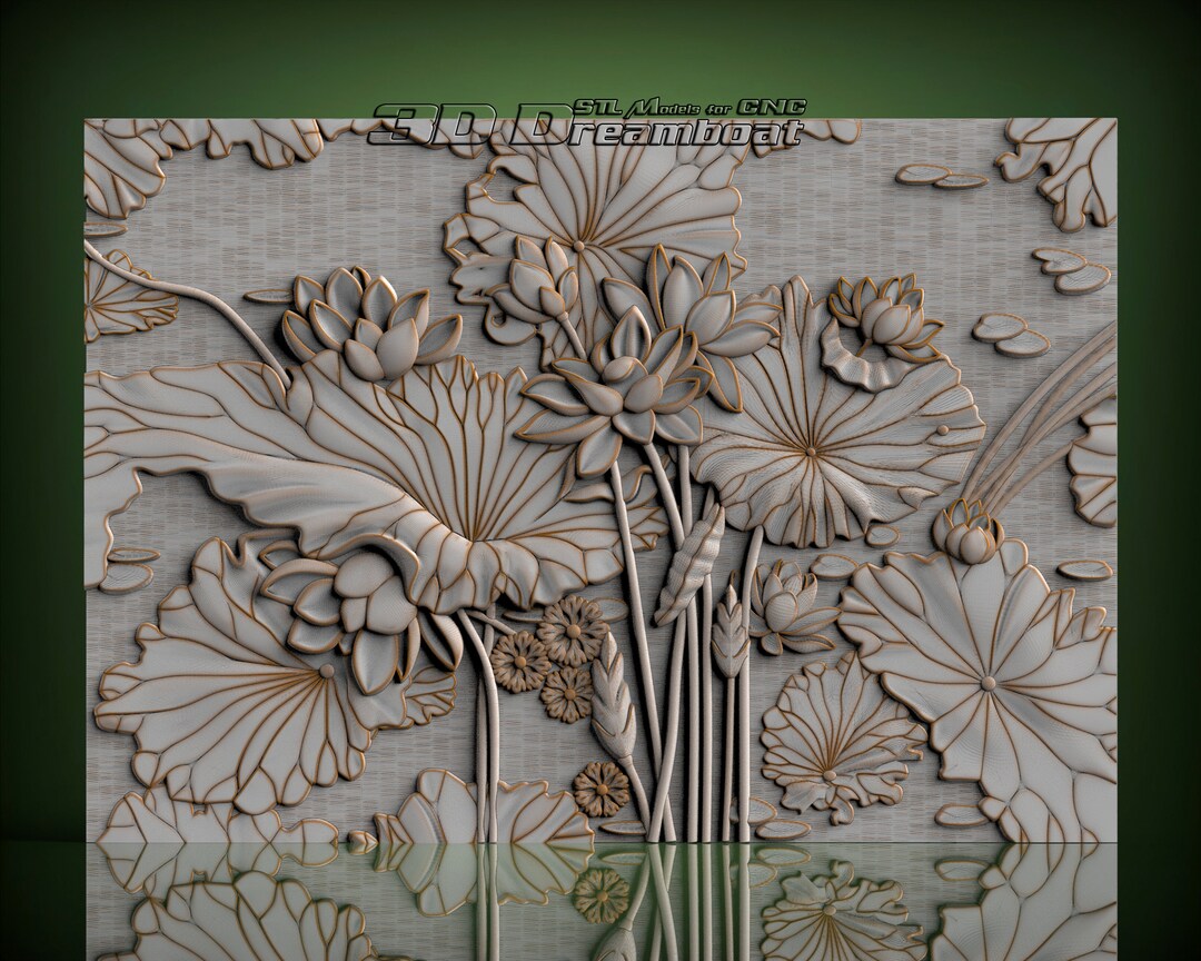 Aquatic Flowers 3d STL Model for CNC Router Artcam Vetric - Etsy Hong Kong