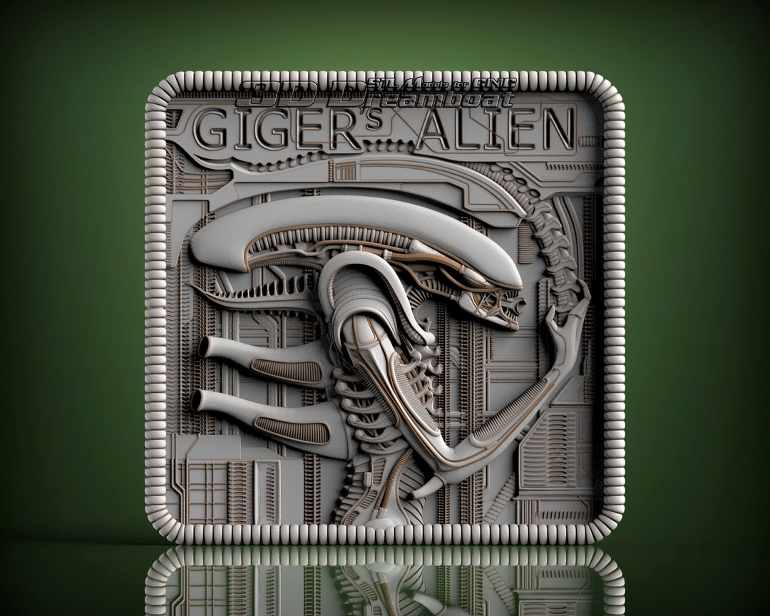 Gigers Alien Wall Plaque, 3d STL Model for CNC Router, Artcam, Vetric ...