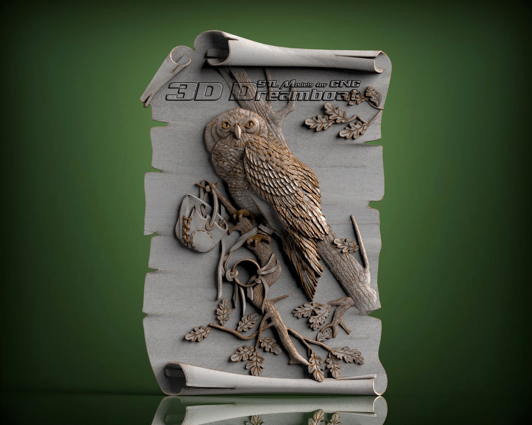Owl, 3d STL Model for CNC Router, Artcam, Vetric, Engraver, Relief ...