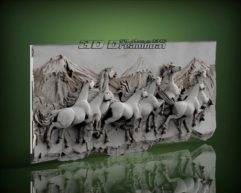 Horses 3d STL Model for CNC Router Artcam Vetric Engraver | Etsy