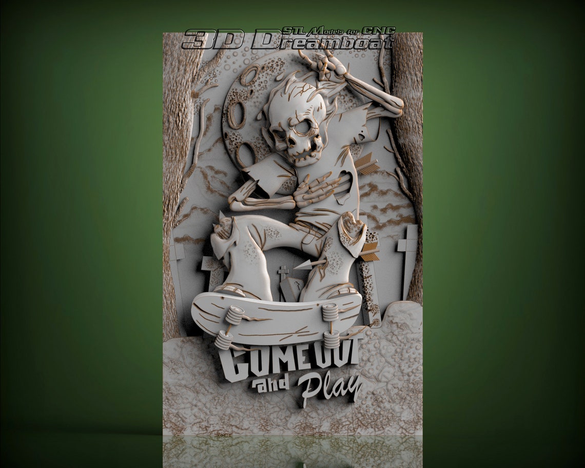 Skeleton on a Skateboard 3d STL Model for CNC Router Artcam - Etsy