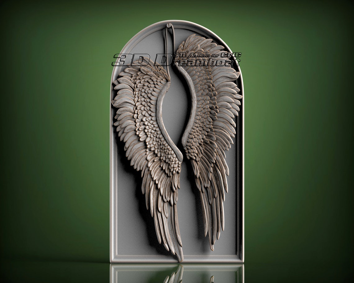 Angel Wings 3d STL Model for CNC Router Artcam Vetric - Etsy