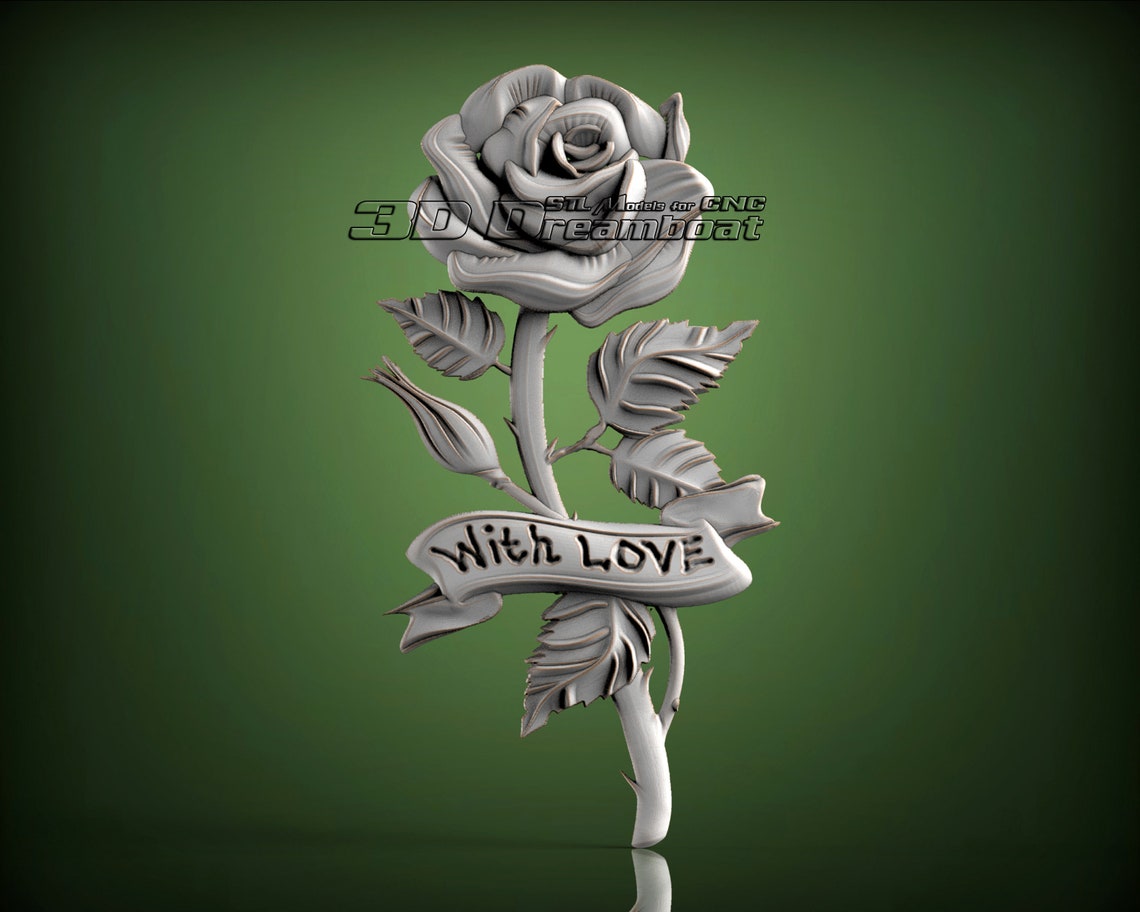 Rose 3d STL Model for CNC Router Artcam Vetric Engraver | Etsy