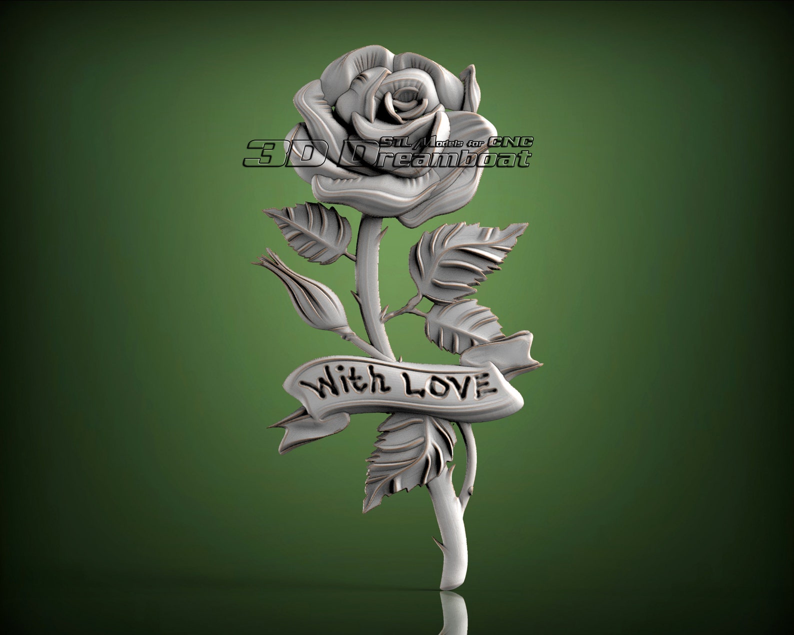 Rose, 3d STL Model for CNC Router, Artcam, Vetric, Engraver, Relief ...