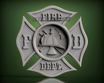 Fire Department Badge 3D STL Model CNC Router Engraver - Etsy