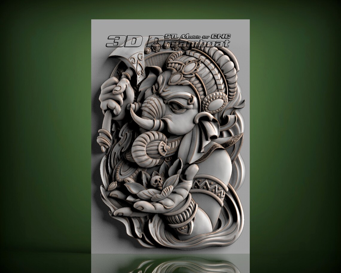 God Ganesh 3d Stl Model For Cnc Router Artcam Vetric Etsy Ireland