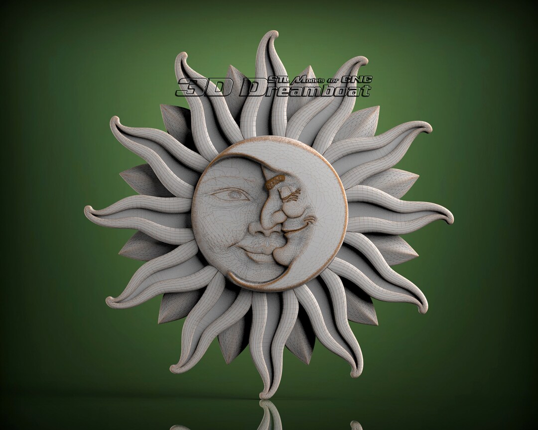 Sun and Moon, 3d STL Model for CNC Router, Artcam, Vetric, Engraver ...
