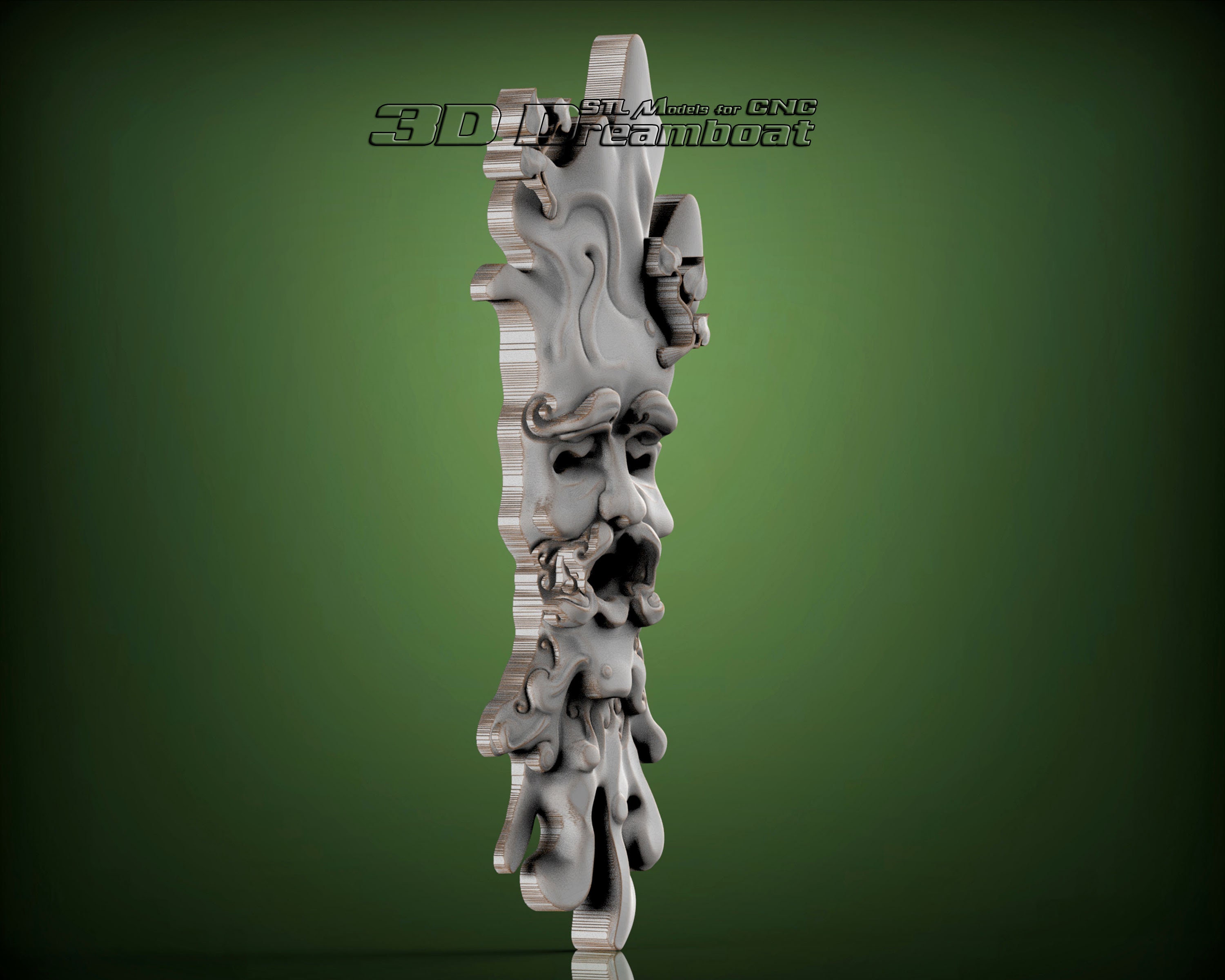 Wood Mask, 3d STL Model for CNC Router, Artcam, Vetric, Engraver ...