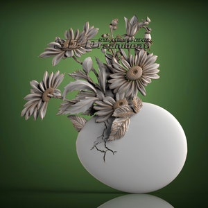 Flowers, 3d STL Model for CNC Router, Artcam, Vetric, Engraver, Relief ...