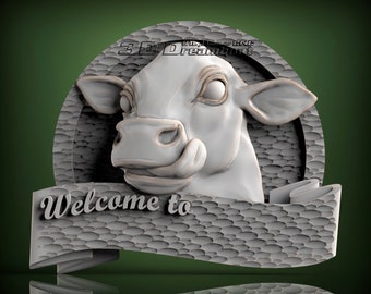 Welcome Cow, 3D Stl Model 10346, for CNC Router Engraver, Carving ...