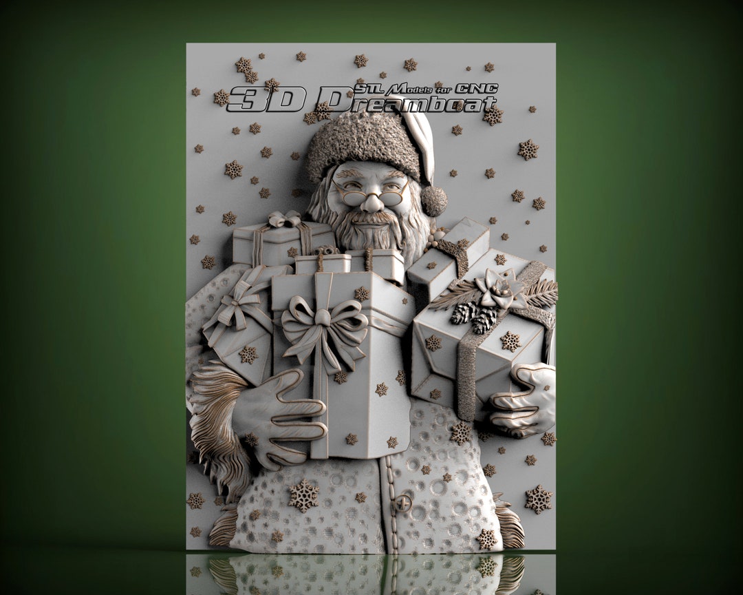 Santa, 3d STL Model for CNC Router, Artcam, Vetric, Engraver, Relief ...