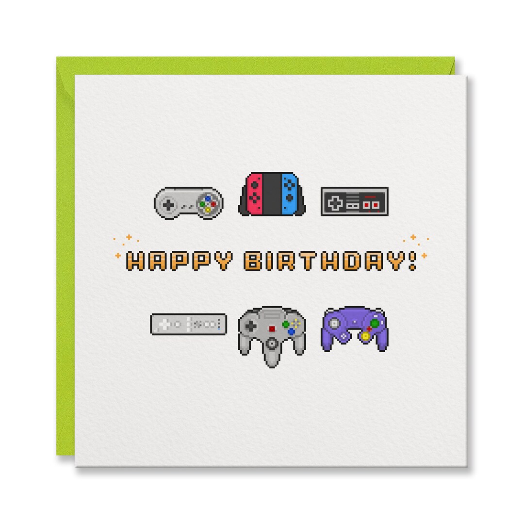 Nintendo Controller BIRTHDAY Card Pixel Retro - Etsy