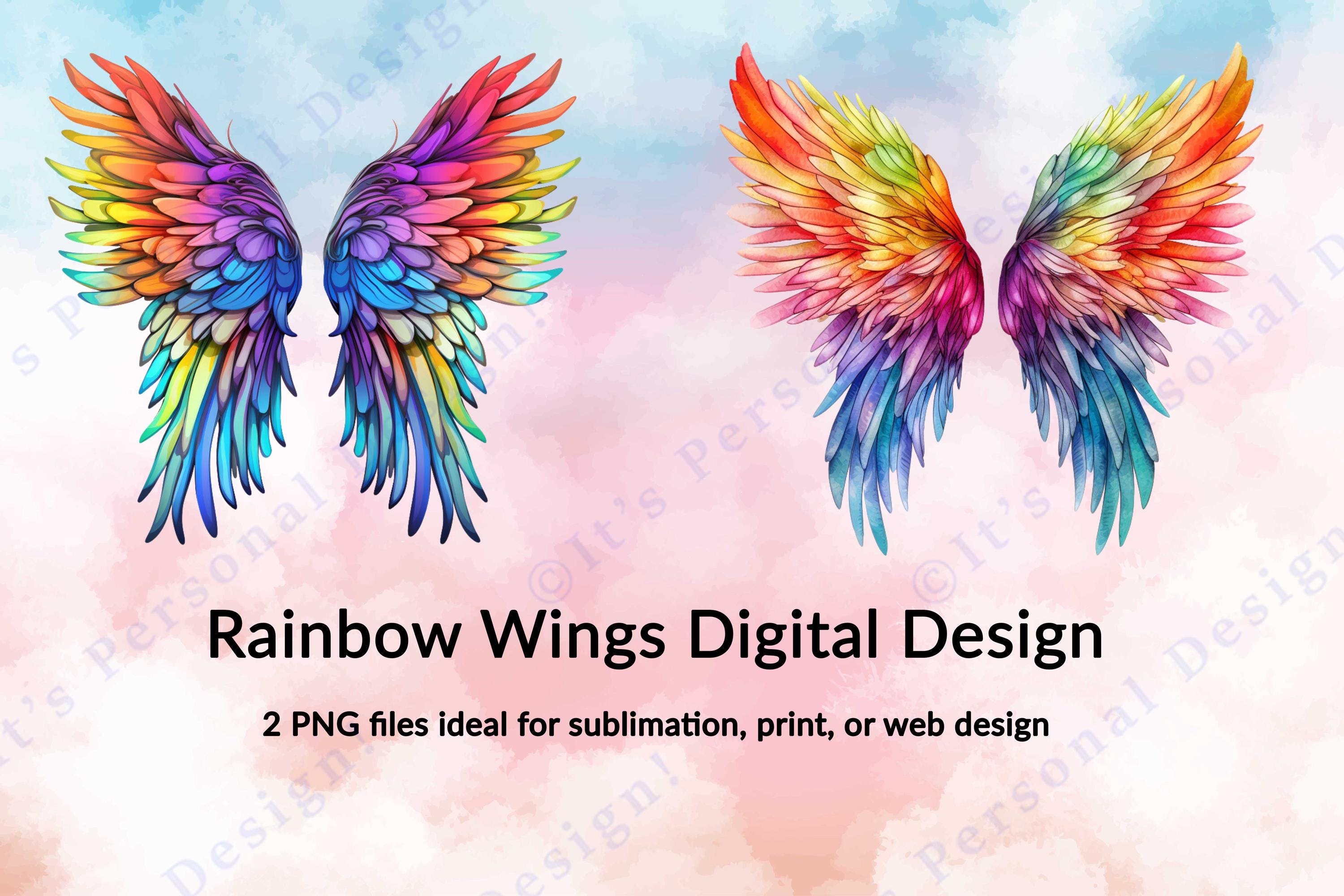 Rainbow Wings Digital Design - Etsy