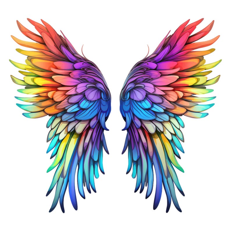 Rainbow Wings Digital Design - Etsy