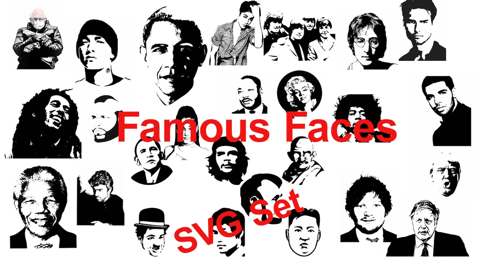 Famous Faces Silhouette SVG Bundle: Iconic Celebrity Designs for ...