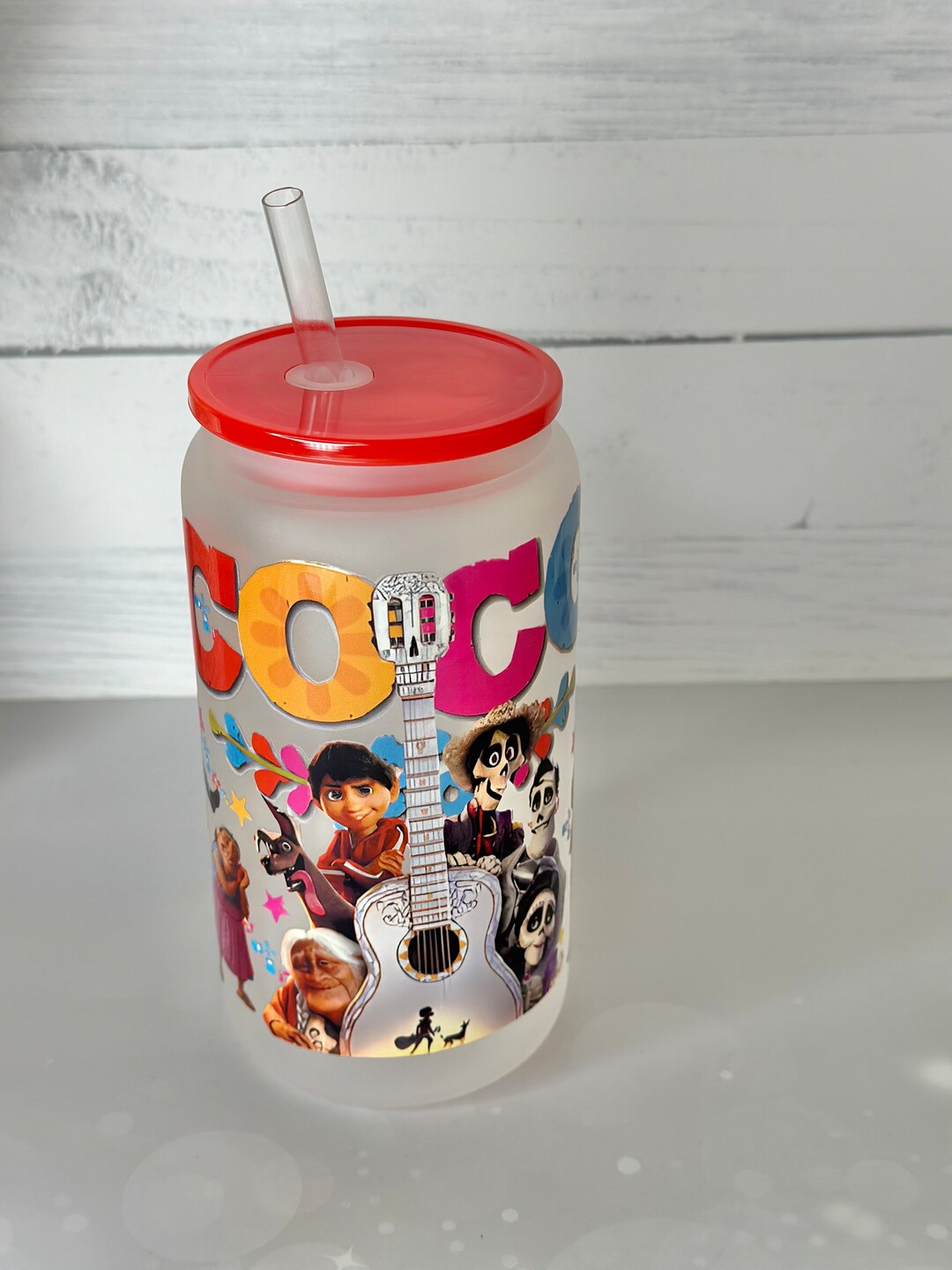 Disney Coco Cup Glass Made With UV DTF Wraps - Etsy