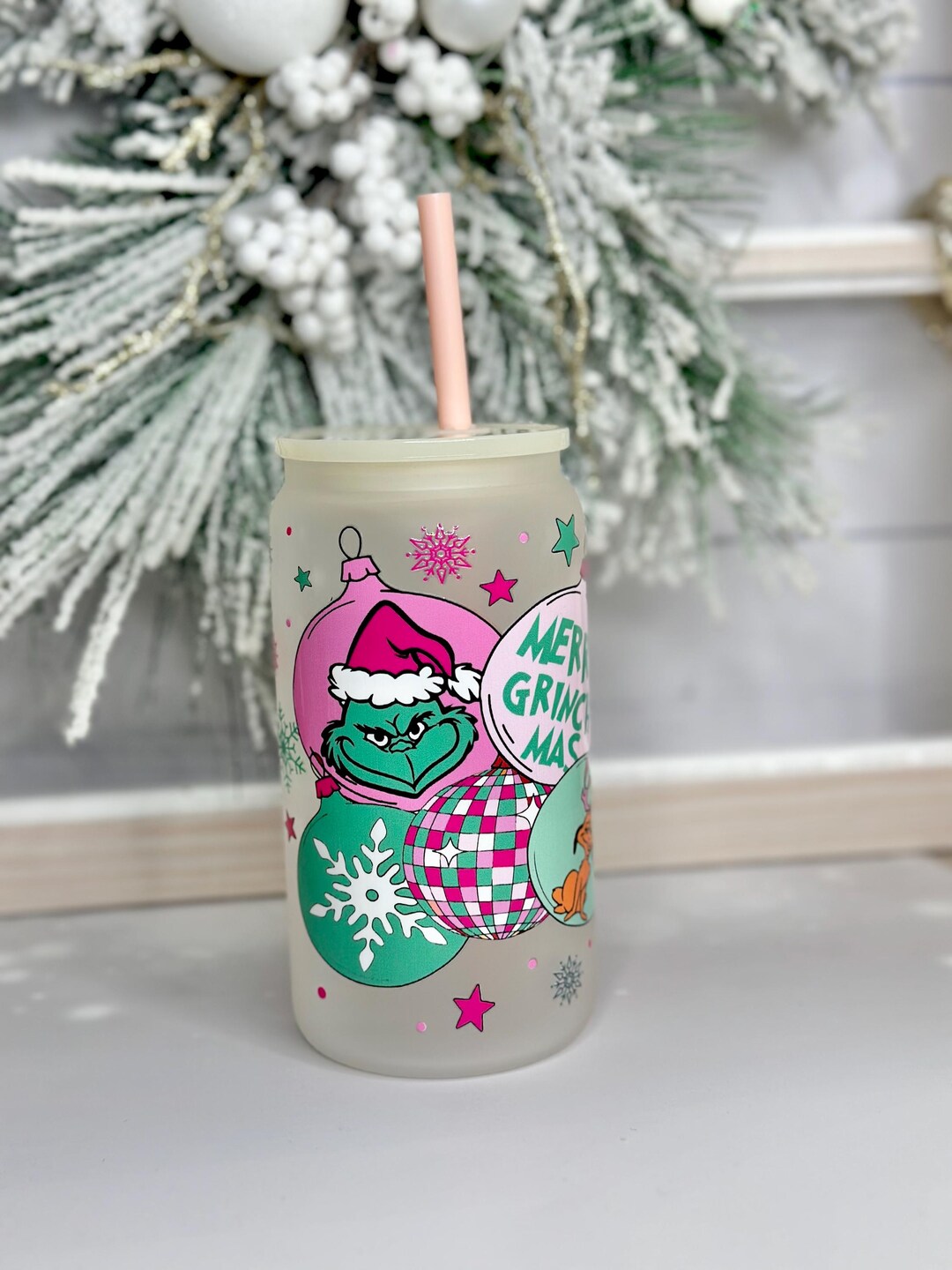 Merry Grinchmas Libby Cup , Funny Christmas Glass Cup - Etsy