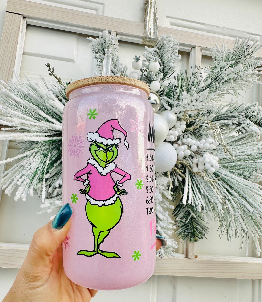 Pink Grinch Christmas Libby Cup , Funny Christmas Glass Cup , Grinchmas ...