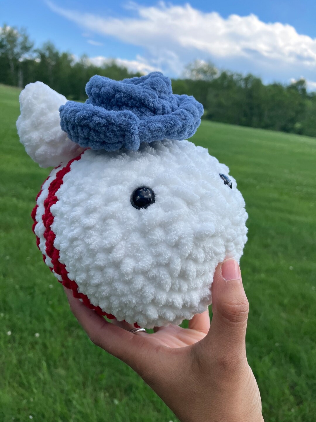 Red White and Bee Crochet Bee Amigurumi Plush Cowboy Bee Fourth of July ...