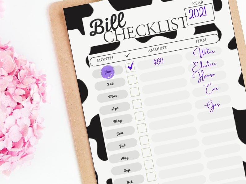 Bill Tracker Printable. Bill Checklist. Monthly Bill Checklist. Bill ...