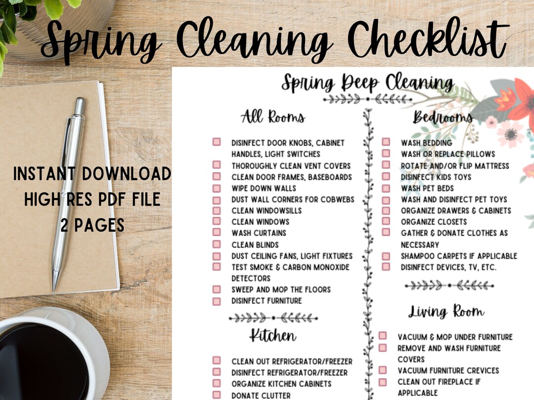 Spring Cleaning Checklist PDF Digital Download - Etsy