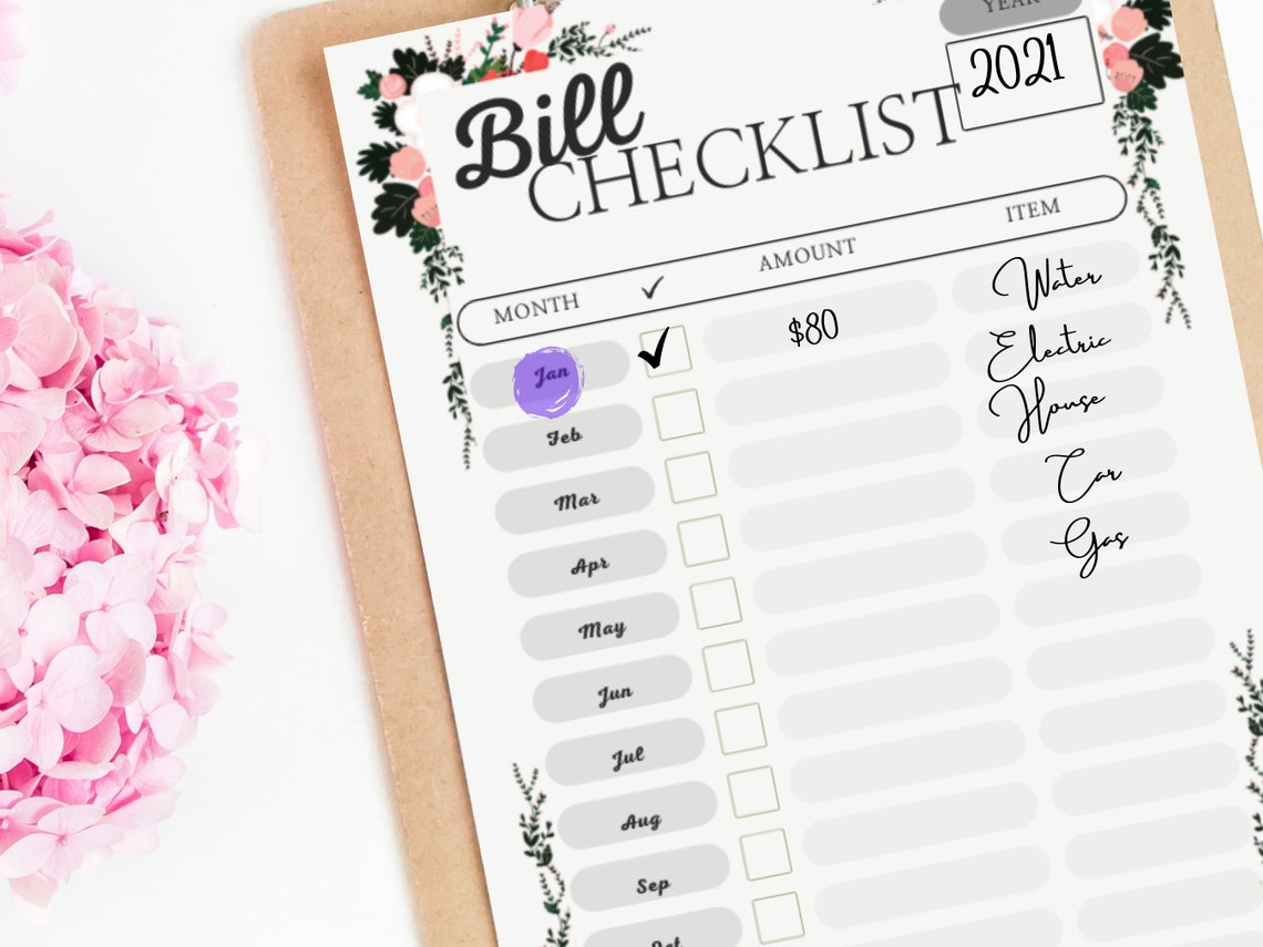 Bill Tracker Printable. Bill Checklist. Monthly Bill Checklist. Bill ...