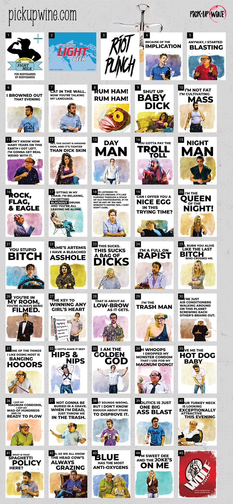 Always Sunny Parody Wine Labels fight Milk Franks Fluids | Etsy