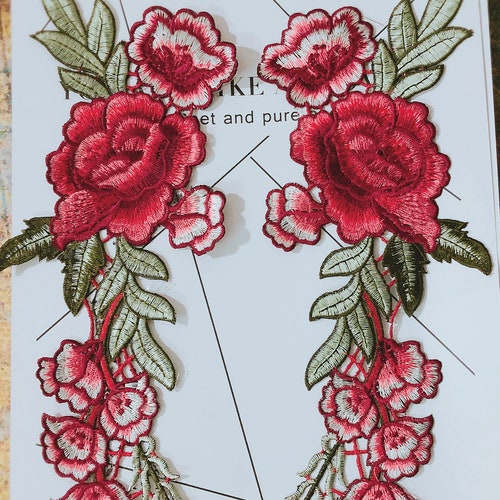 Red Rose Iron on Patch Rose Applique Patches for Jackets - Etsy